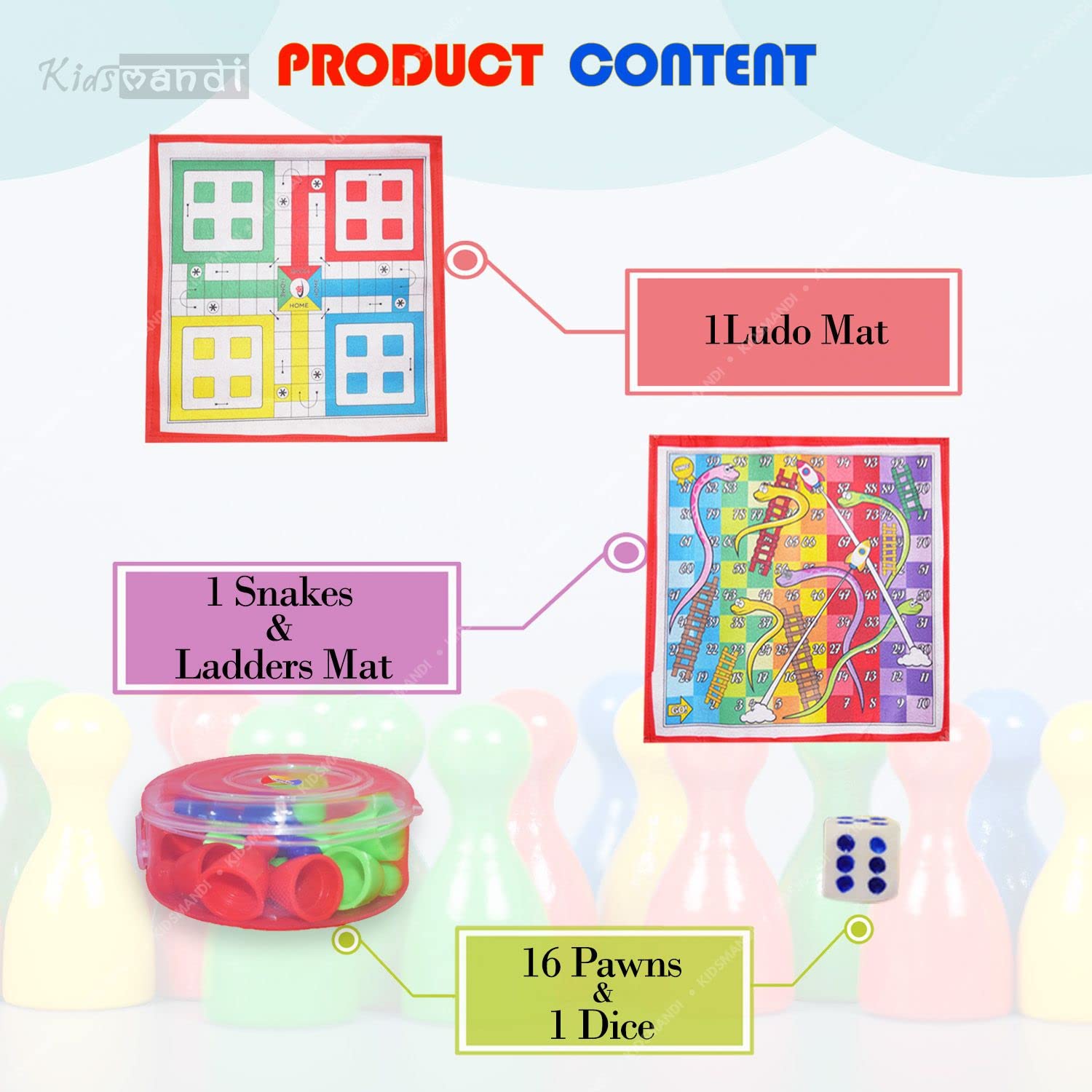 Ludo Board Game Snake and Ladder Game, Foldable 15-inch Mat